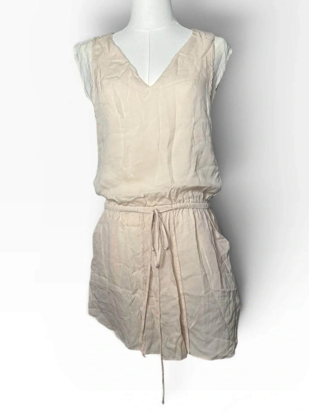 A.L.C. | Dresses | Alc Silk Blouson Mini Dress Ivory Nude Pink | Poshmark